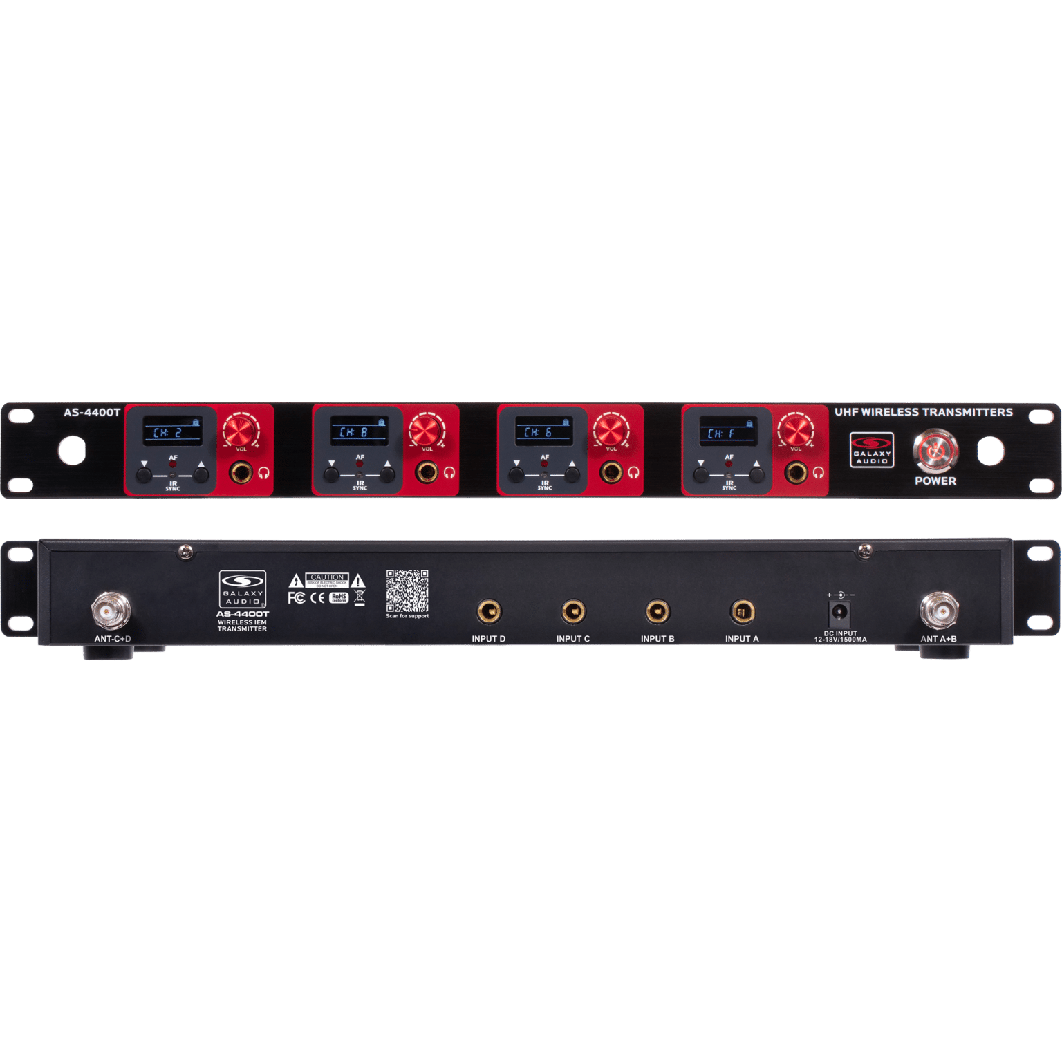 AS-4400 Quad Wireless In-Ear Monitor Band System - Galaxy Audio