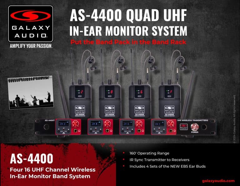 AS-4400 Quad Wireless In-Ear Monitor Band System - Galaxy Audio