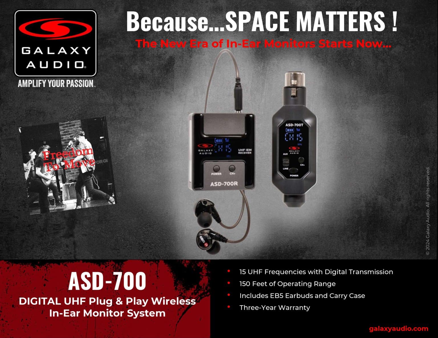 ASD-700 DIGITAL UHF Plug & Play Wireless In-Ear Monitor System - Galaxy ...